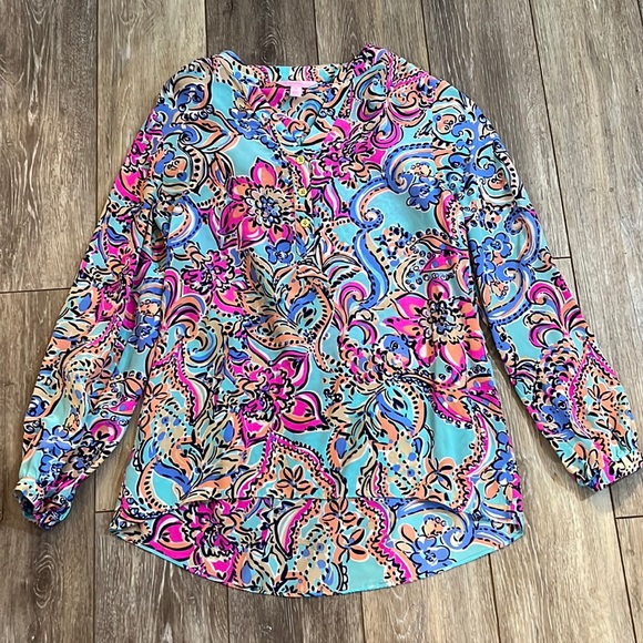 Lilly Pulitzer | Tops | Lilly Pulitzer Silk Long Sleeve Shirt | Poshmark
